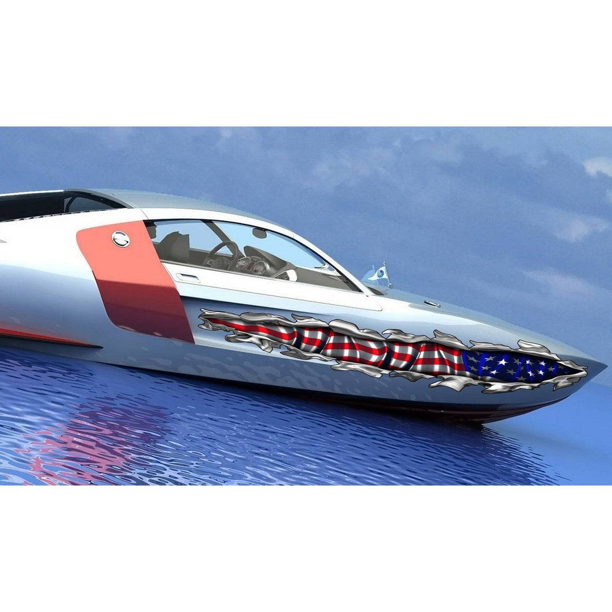 USA Flag Boat Wrap, US Flag Boat Vinyl, US Flag Boat Graphics, Full ...